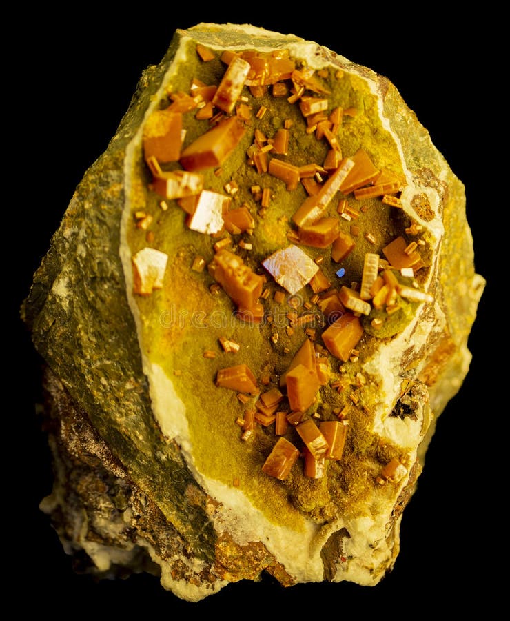 Wulfenite mineral specimen stock photo. Image of tabular - 256726364