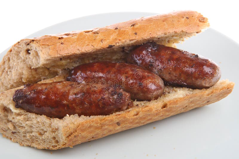 Wurst-Stangenbrot-Sandwich stockfoto. Bild von brot, krustig - 33630896