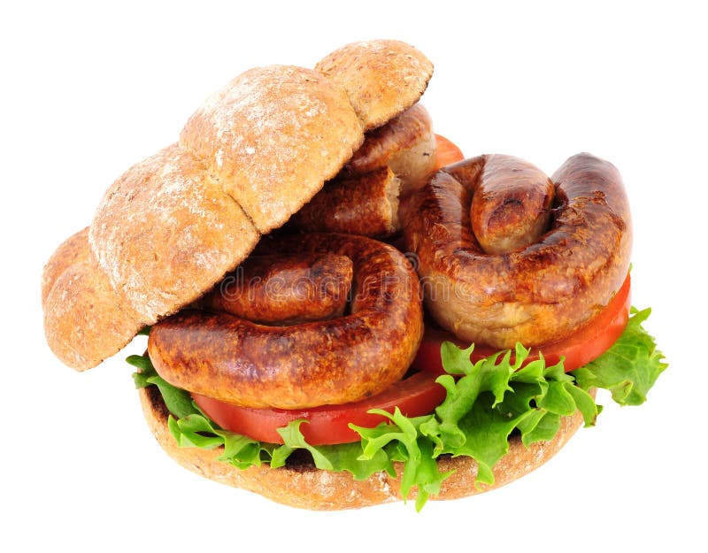 Wurst-und Salat-Subventions-Rollensandwich Stockbild - Bild von ...