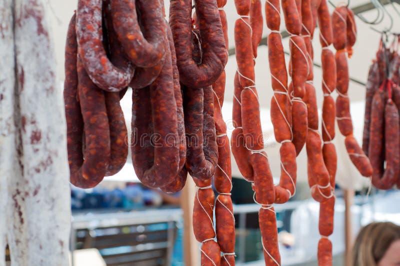Wurst and sausage stock photo. Image of marketplace, hang - 19853622
