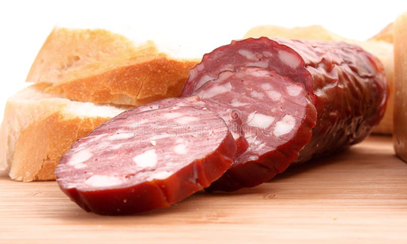 Wurst und Brot stockbild. Bild von nachricht, fleisch - 17933941