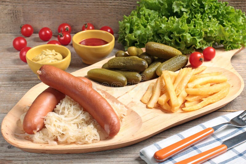 Wurstel on table stock photo. Image of wood, supply, frankfurter - 28295314