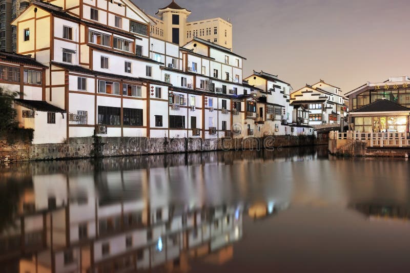 Wuxi city at night editorial photo. Image of ancient - 21937136