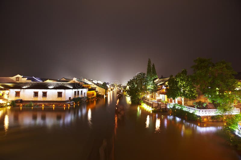 Wuzhen Town at Night stock photo. Image of silent, buildings - 26991934