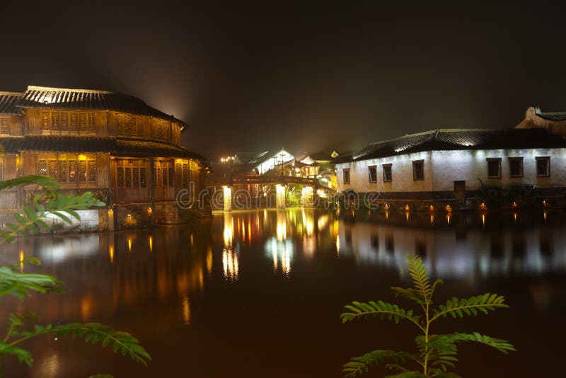 Wuzhen Town at Night stock photo. Image of chinese, hometown - 26992458