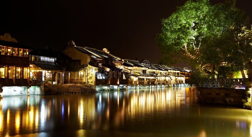 Wuzhen Town at Night stock photo. Image of night, lantern - 29139456