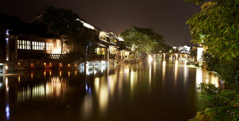 Wuzhen Town at Night stock photo. Image of calm, history - 29139508