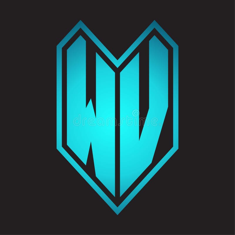 WV Logo Monogram with Emblem Line Style Isolated on Blue Gradient ...