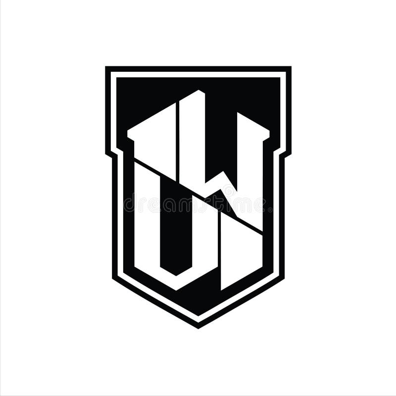 WV Logo Monogram Hexagon Geometric Up and Down Inside Shield Isolated ...