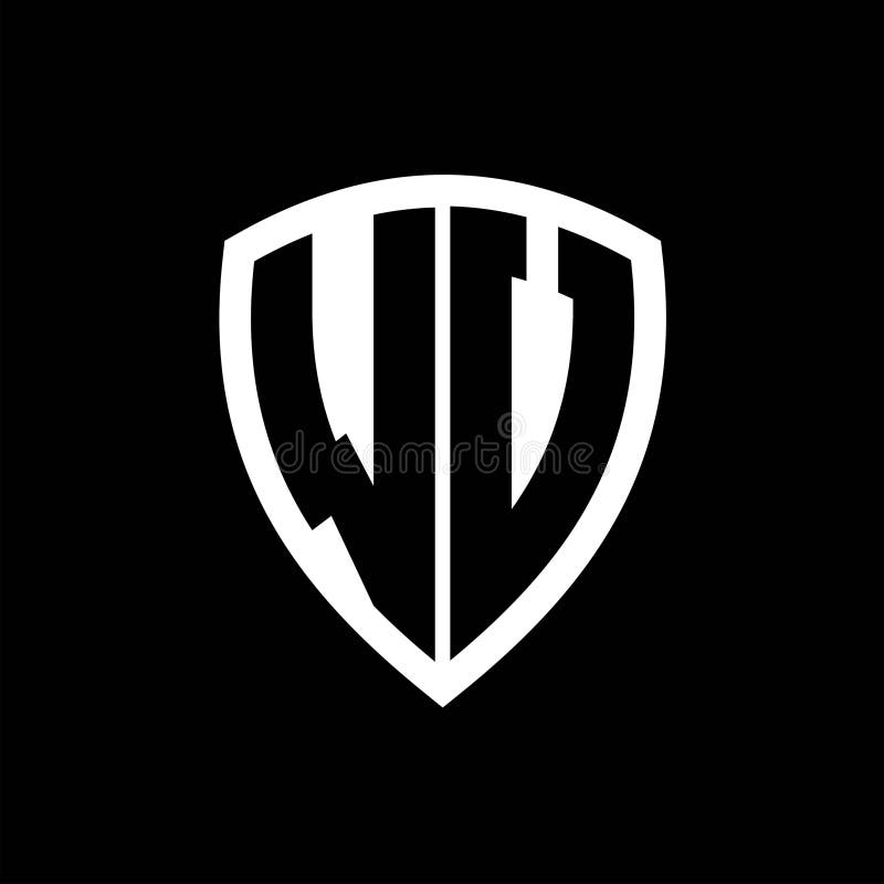 WV Monogram Logo with Bold Letters Shield Shape with Black and White ...