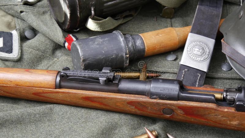 Ww2 German Army Field Equipment with Grenade and Rifle Stock Video ...
