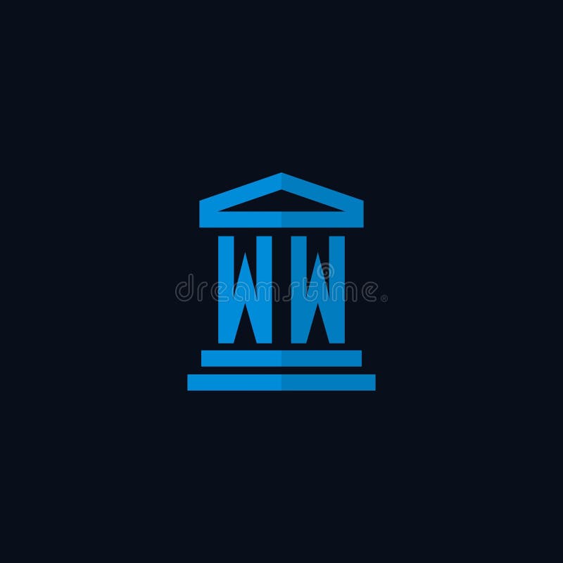 WW Initial Logo Monogram with Simple Courthouse Building Icon Design ...