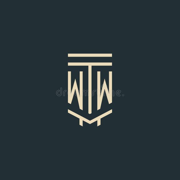 WW Initial Monogram with Simple Line Art Pillar Logo Designs Stock ...