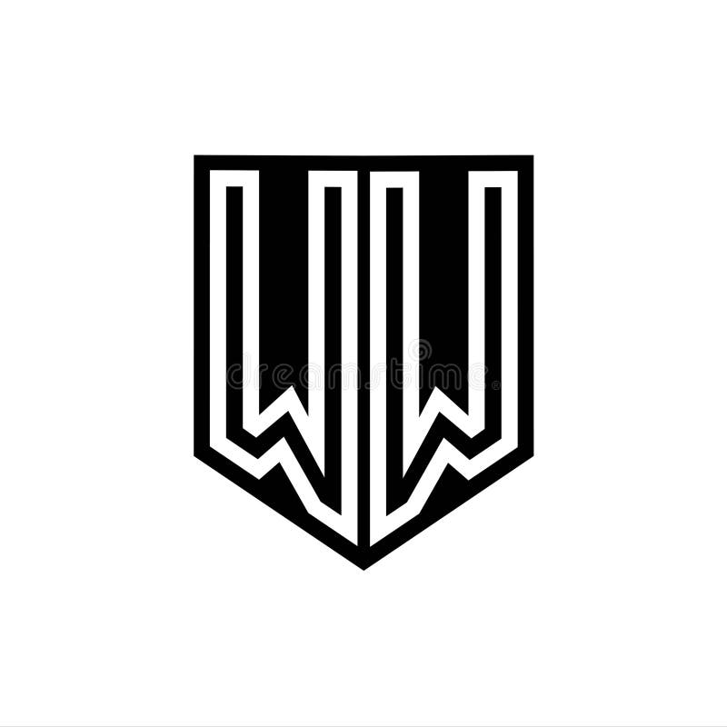 WW Logo Monogram Shield Geometric White Line Inside Black Shield Color ...