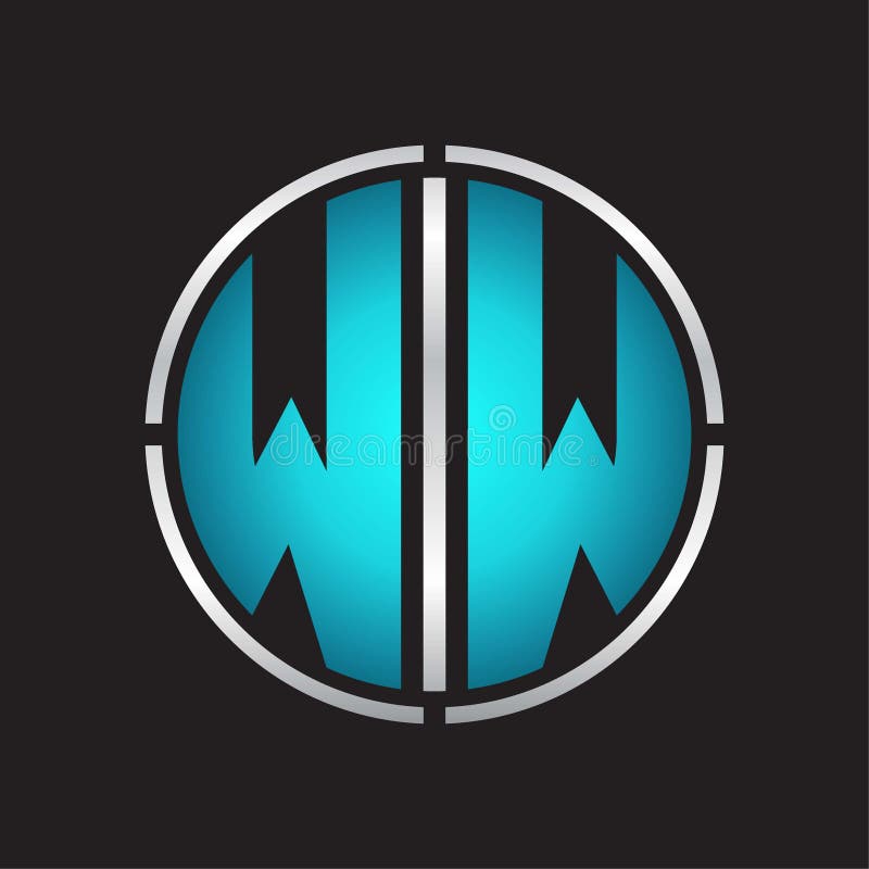 WW Logo Initial with Circle Line Cut Design Template on Blue Colors ...