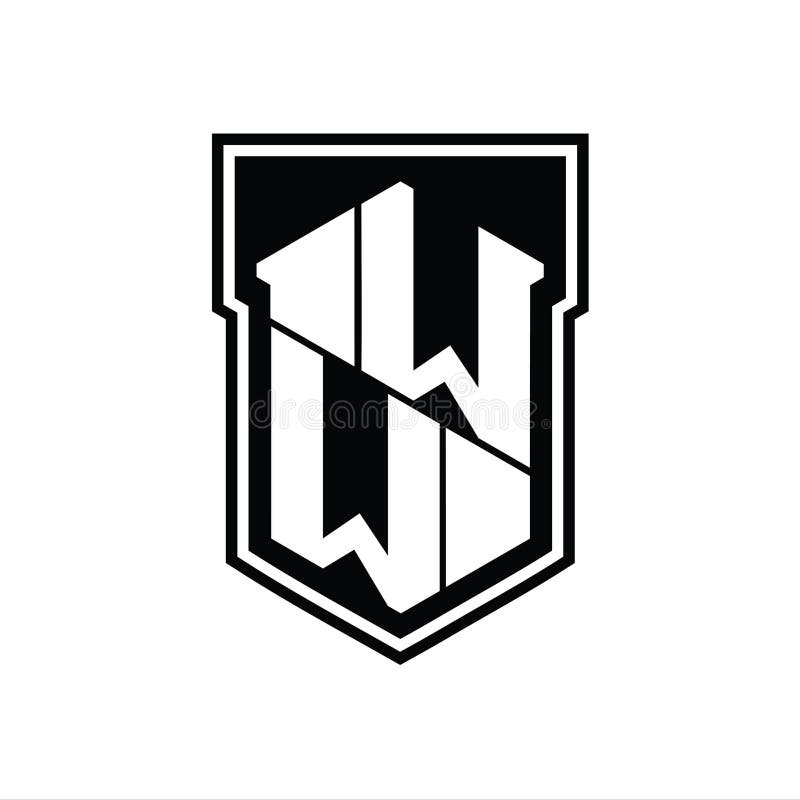 WW Logo Monogram Hexagon Geometric Up and Down Inside Shield Isolated ...