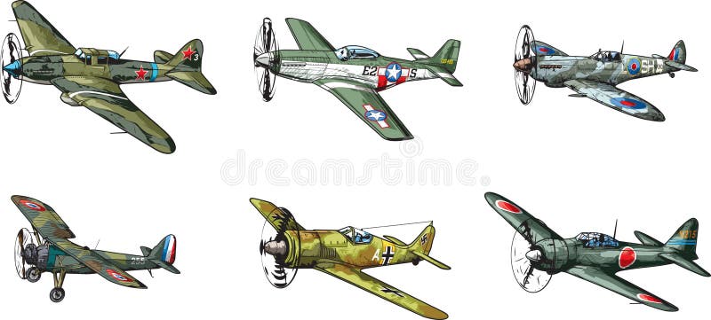 WW2 vliegtuigen vector illustratie. Illustration of leger - 36938220