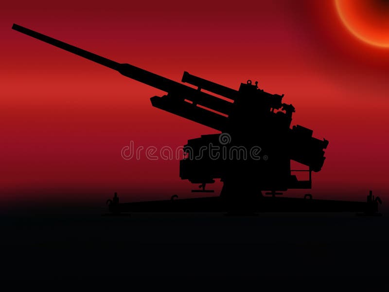 WW2 Sunset Anti Aircraft Gun Stock Photo - Image of german, cannons ...