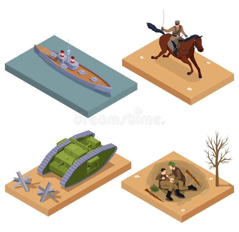 WWI Equipment Isometric stock vector. Illustration of transport - 248867850