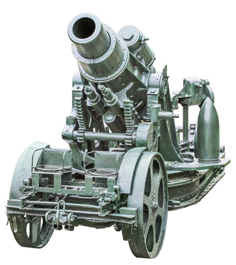 WWI Heavy Siege Howitzer Gun Skoda 305 Mm Model 1911 Isolated on White ...