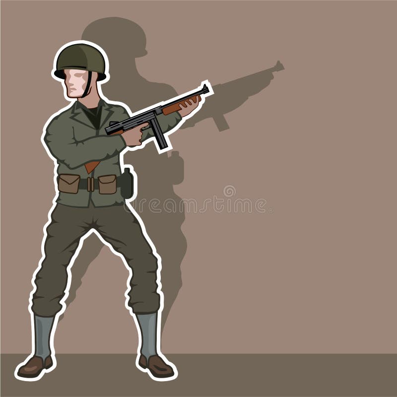 WWII Soldier Silhouette Vector Stock Vector - Illustration of patriotic ...