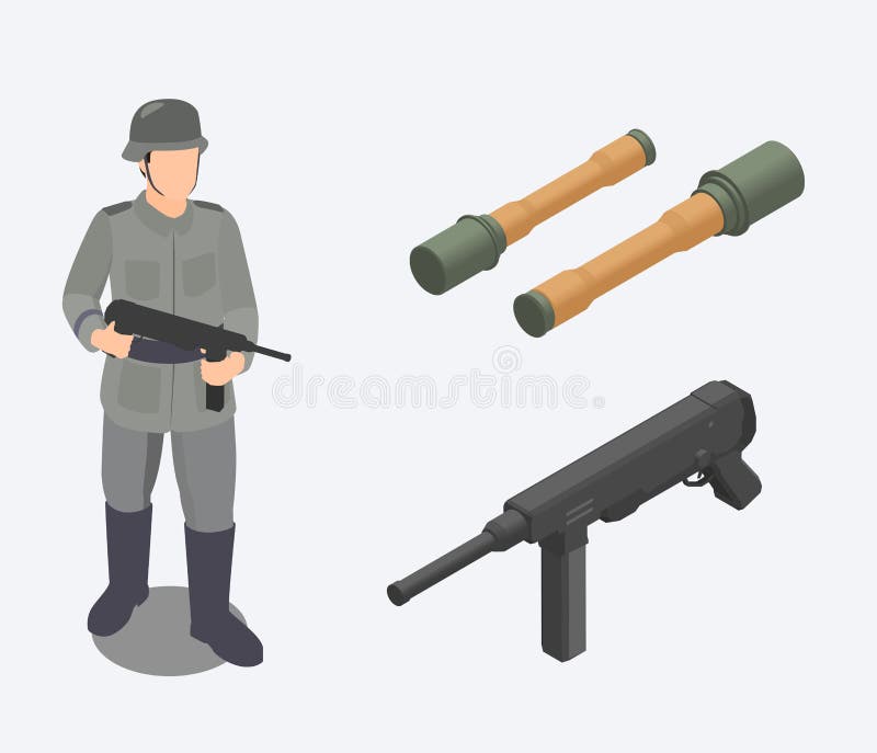 WWII Soldier Isometric Set stock vector. Illustration of patriotic ...