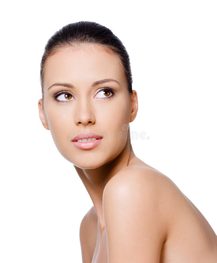 WWoman con la cara limpia foto de archivo. Imagen de espacio - 14445364