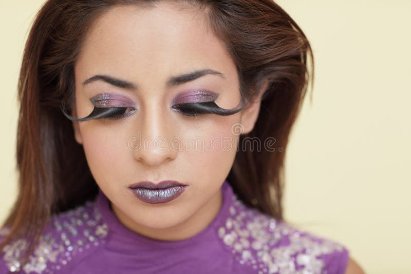 WWoman with Fake Eye Lashes Stock Photo - Image of indoors, beauty ...