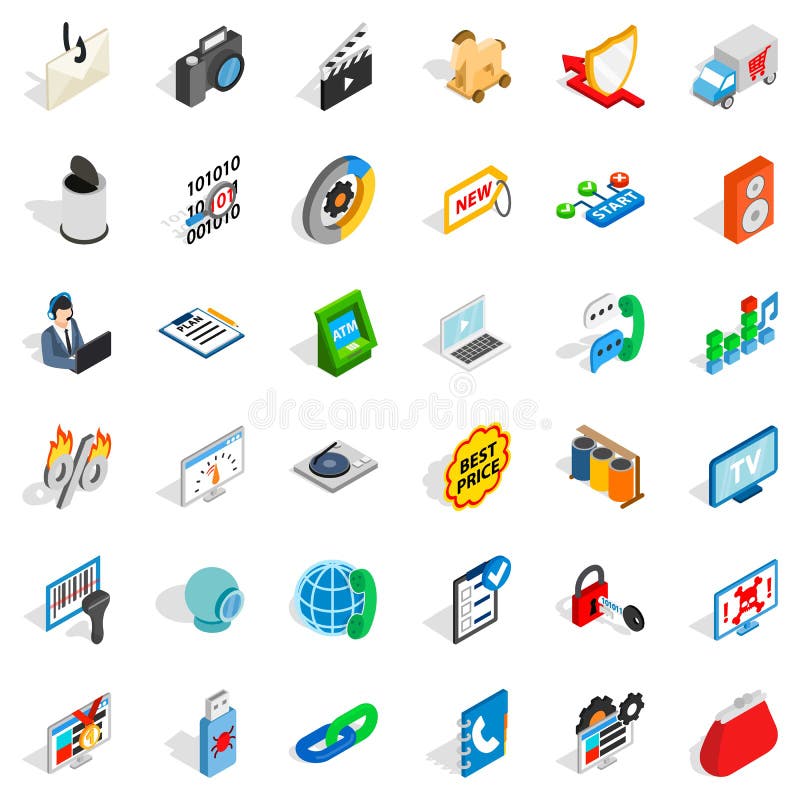 WWW Design Icons Set, Isometric Style Stock Vector - Illustration of ...