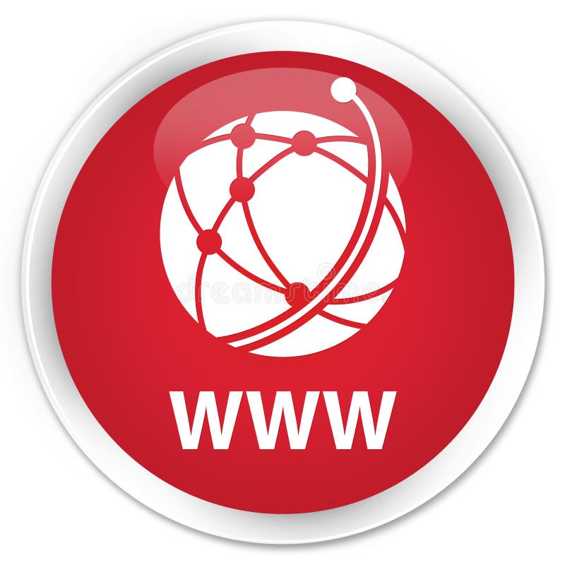 WWW (global Network Icon) Premium Red Round Button Stock Illustration ...