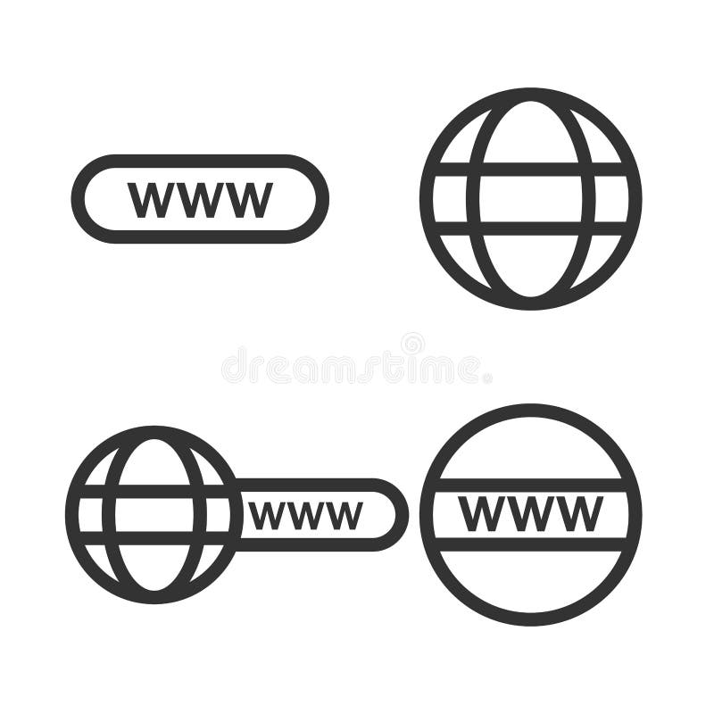 Www Icon Set in Black Style Isolated on White. Web Communication ...
