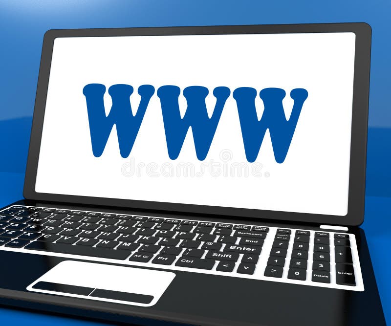 Www on Laptop Shows Websites Internet Web or Net Stock Illustration ...
