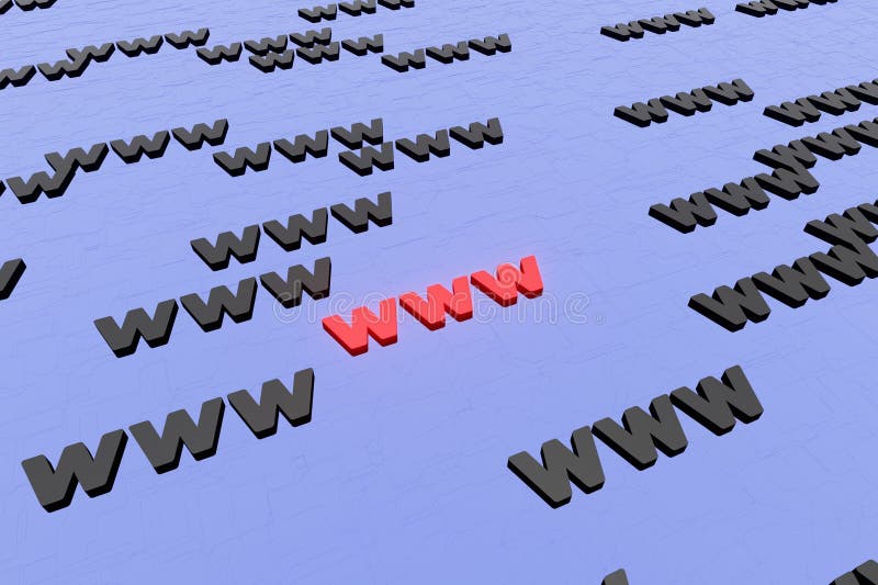 WWW Symbols Sign on Blue Background 3d Render. Hypertext Transfer ...