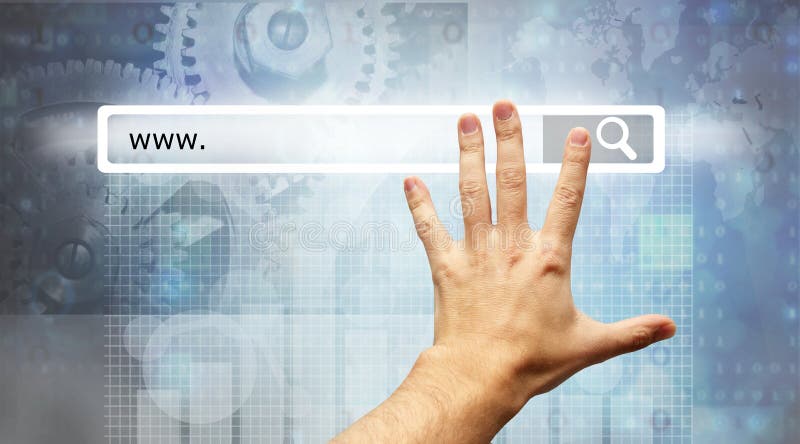 Www Written in Search Bar - Male Hand Pressing Search Stock Photo ...