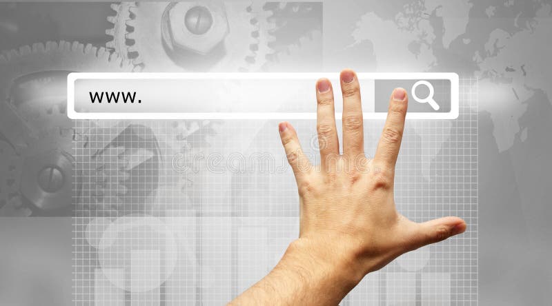 Www Written in Search Bar - Male Hand Pressing Search Button Stock ...