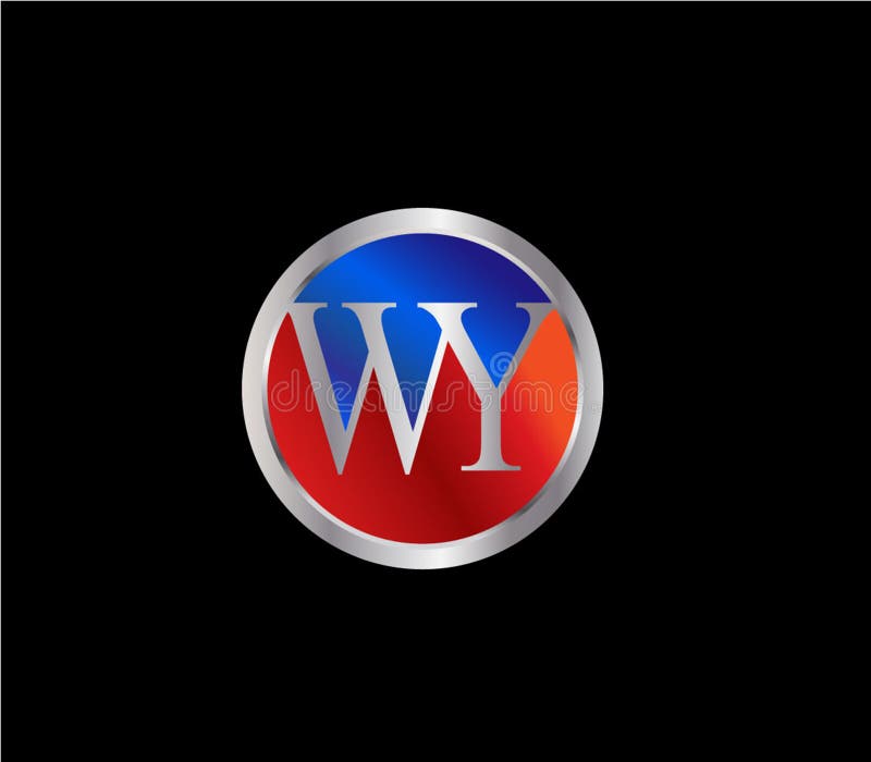WY Initial Circle Shape Silver Red Blue Color Later Logo Design Stock ...