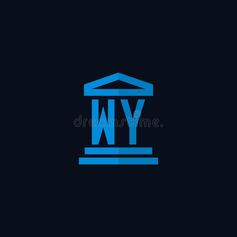 WY Initial Logo Monogram with Simple Courthouse Building Icon Design ...