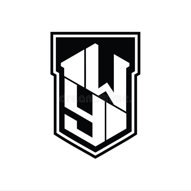 WY Logo Monogram Hexagon Geometric Up and Down Inside Shield Isolated ...