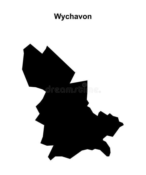 Wychavon outline map stock vector. Illustration of area - 371647939