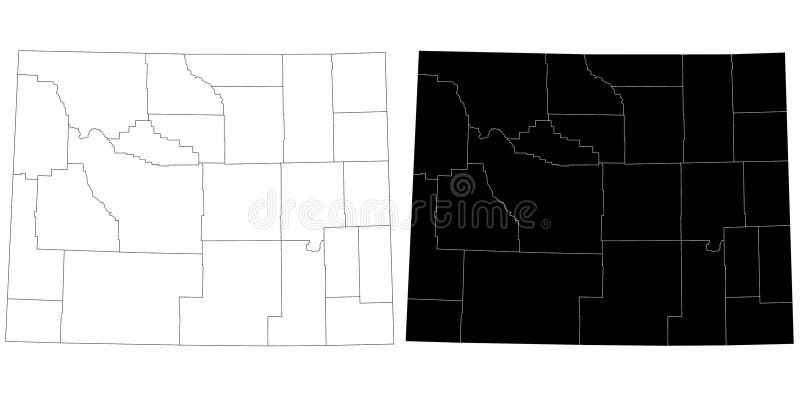 Wyoming Administrative Map, Wyoming Outline and Counties State Map Set ...