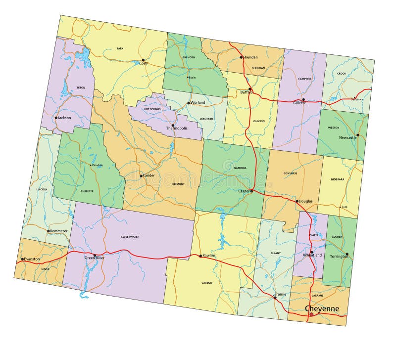 Wyoming State Road Map Stock Illustrations – 123 Wyoming State Road Map ...