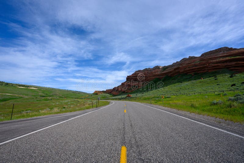 Wyoming Cliffs Along Side Road Stock Image - Image of canyon, road ...