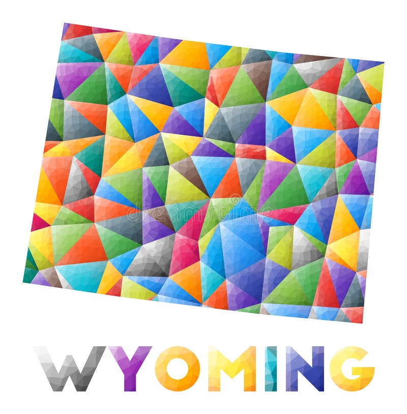Wyoming - Colorful Low Poly Us State Shape. Stock Vector - Illustration ...