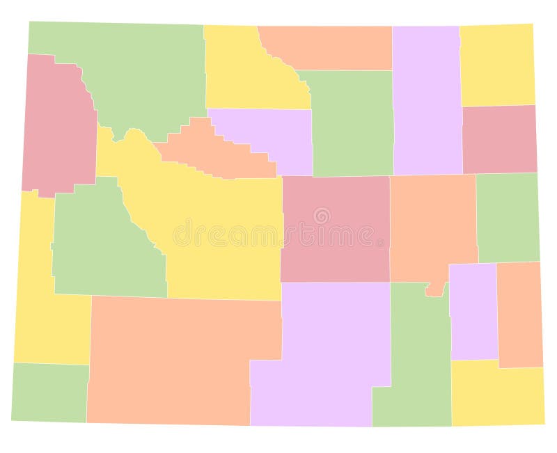 Wyoming Map with His Counties Stock Illustration - Illustration of ...