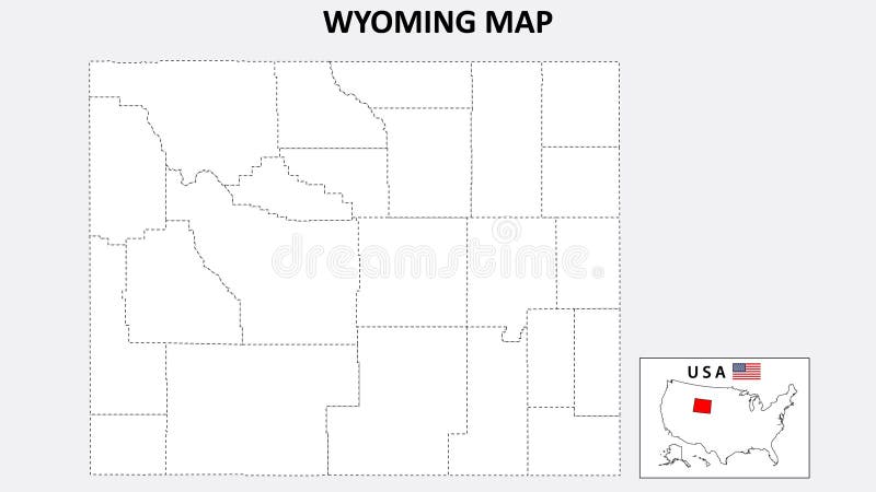 Wyoming outline map set stock vector. Illustration of silhouette - 82352876