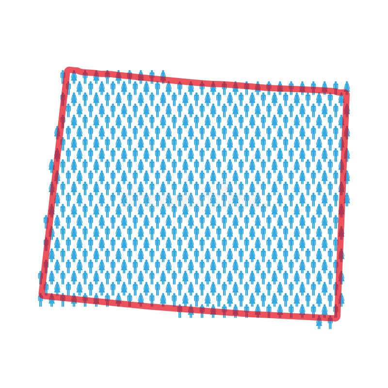 Wyoming Population Map. Stick Figures People Map. Pattern of Men and ...