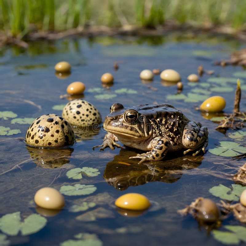 Wyoming Toad Life Cycle in a Natural Pond Stock Illustration ...