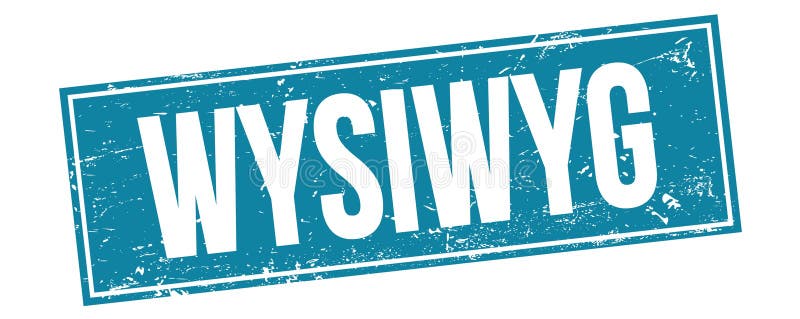 WYSIWYG Text on Blue Grungy Rectangle Stamp Stock Image - Image of text ...