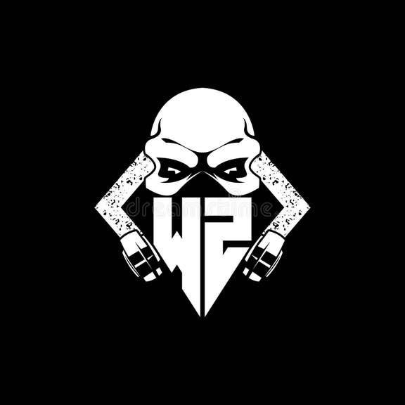 WZ Initial Gaming ESport Skull Mask Style Stock Vector - Illustration ...