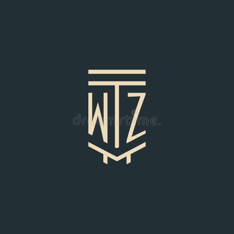 WZ Initial Monogram with Simple Line Art Pillar Logo Designs Stock ...